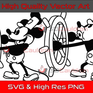 Steamboat Willie SVG PNG Mickey Silhouette Public Domain Mouse Vector ...