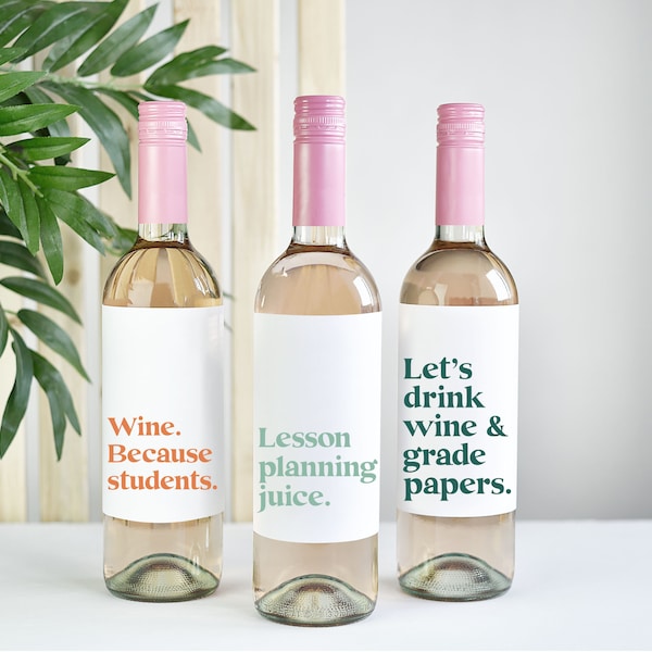 Teacher Wine Label - Etsy