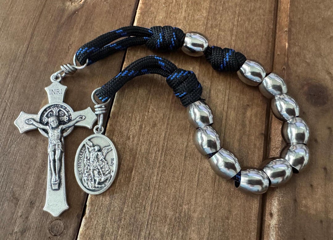Saint Michael Paracord Rosary, Stainless Steel Beads, Handmade - Etsy