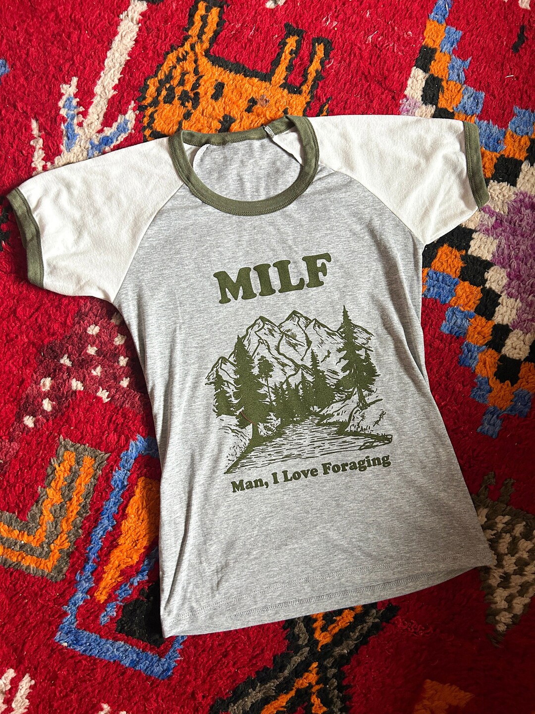 Milf Man I Love Foraging Retro Ringer Vintage Tshirt Funny Shirt Hiking Top Gifts for Mom and ...