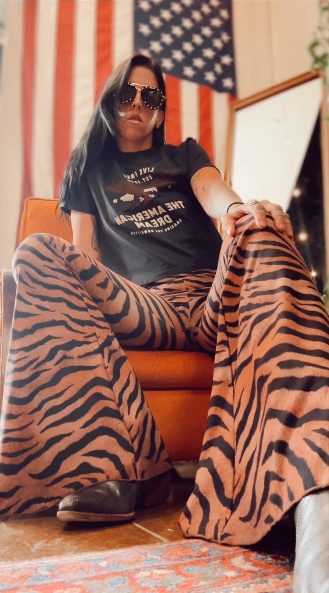 Tiger Stripe High Rise Bell Bottoms: 70s Boho Flares - Etsy