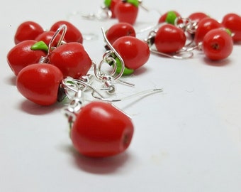 Red apple earrings | Etsy