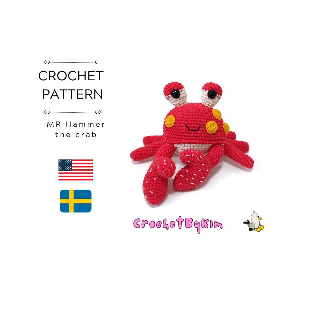 Mr. Hammer Crab Amigurumi Crochet Pattern: Kawaii Sea Animal (PDF ...