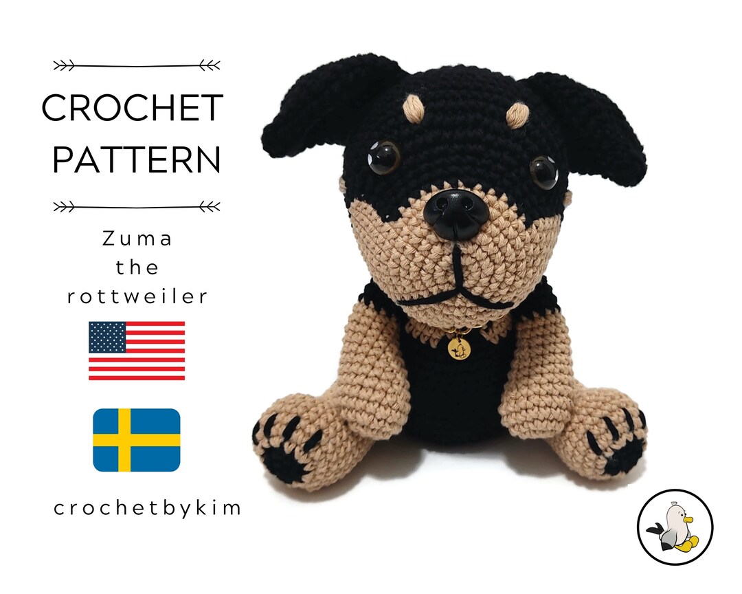 AMIGURUMI CROCHET PATTERN • Rottweiler • Amigurumi Dog • Zuma the ...