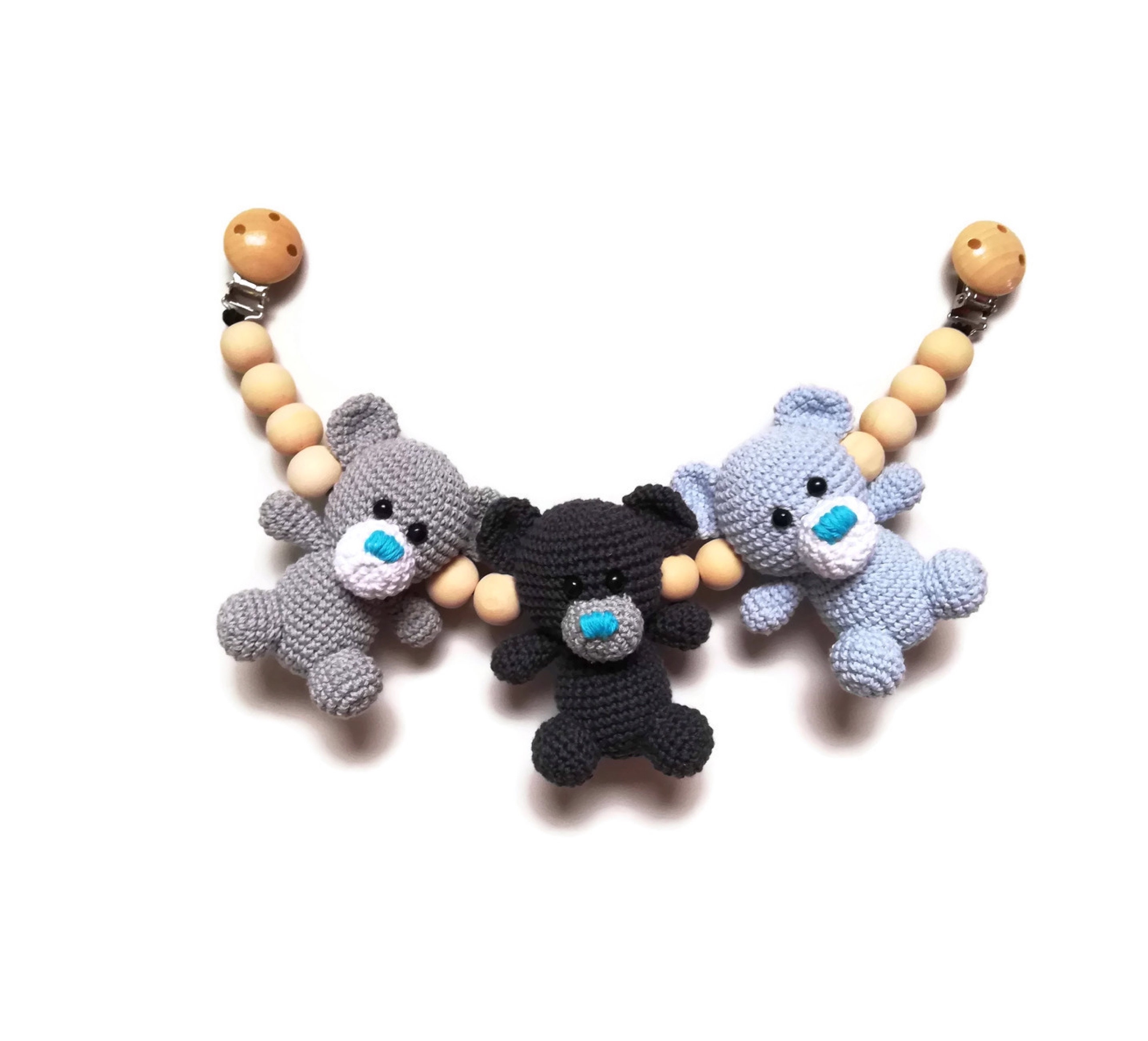 CROCHET PATTERN - Stroller Chain Teddy Bear - Amigurumi - Stroller ...