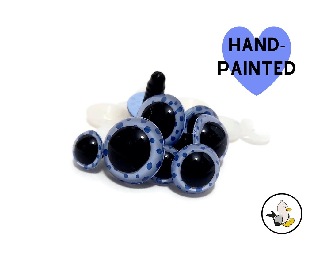 BLUE With Blue Dots Hand Painted Eyes Safety Eyes Amigurumi Eyes Toy ...