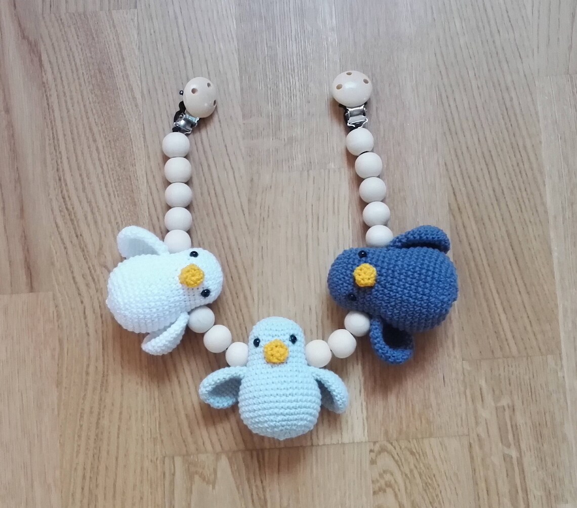 CROCHET PATTERN - Stroller Chain With Birds - Amigurumi Birds ...