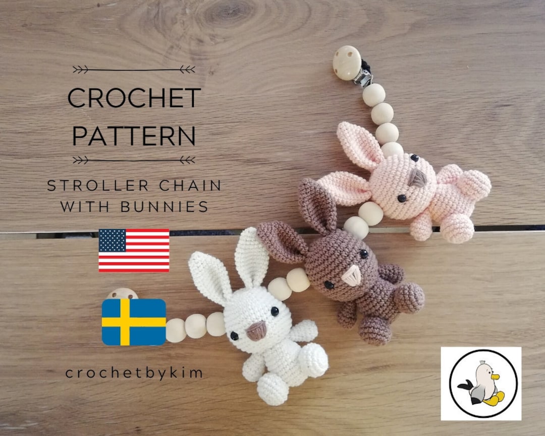 CROCHET PATTERN • Stroller Chain Bunnies • Amigurumi Bunny • Stroller ...