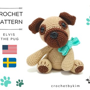AMIGURUMI CROCHET PATTERN Pug Amigurumi Dog Elvis the - Etsy