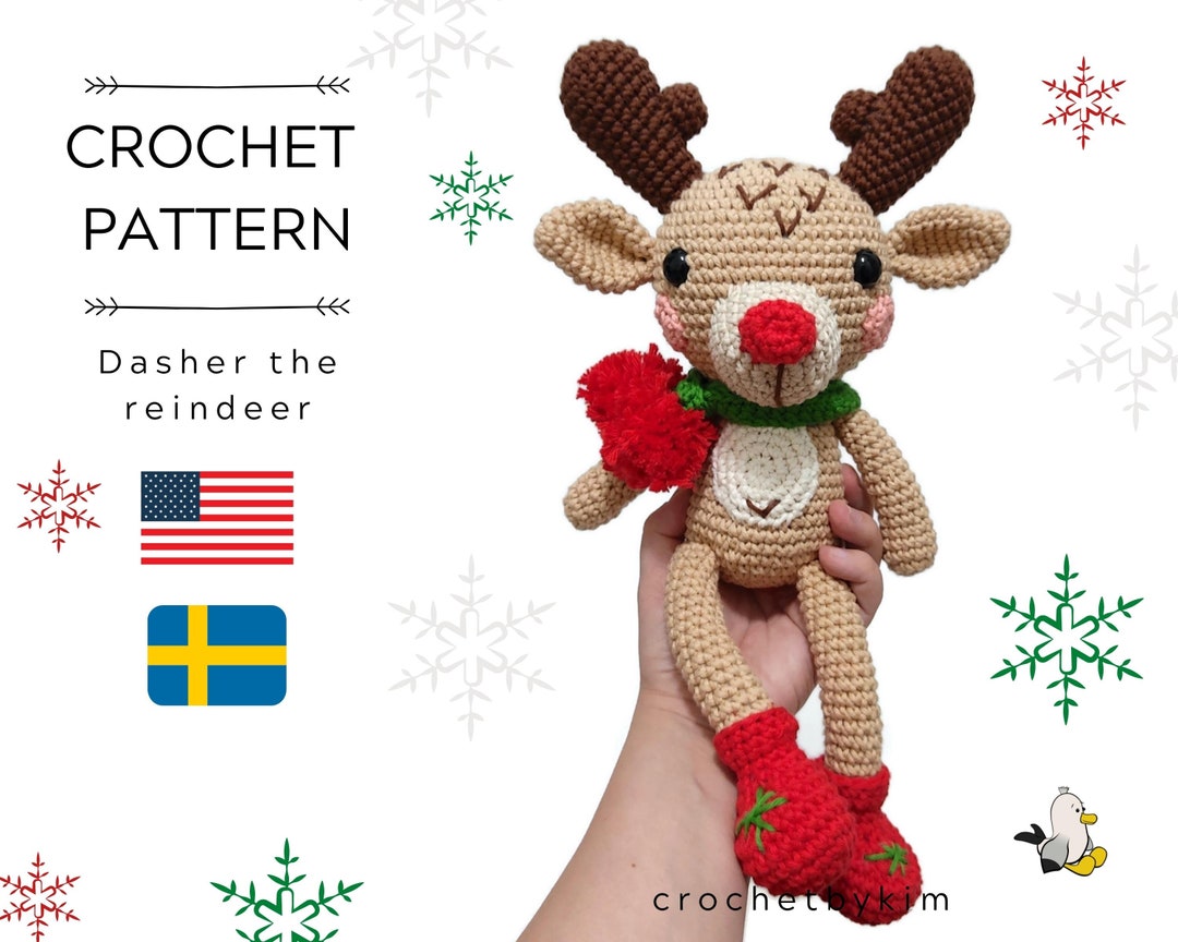 AMIGURUMI CROCHET PATTERN • Dasher the Reindeer • Christmas Amigurumi ...