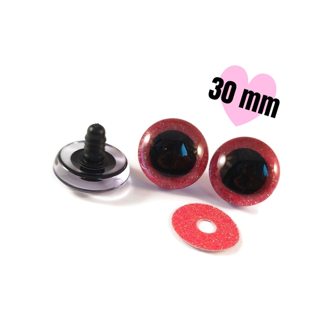 Big RED 3D Glitter SAFETY EYES 30 Mm Tiktok Amigurumi Eyes Safety Eyes ...