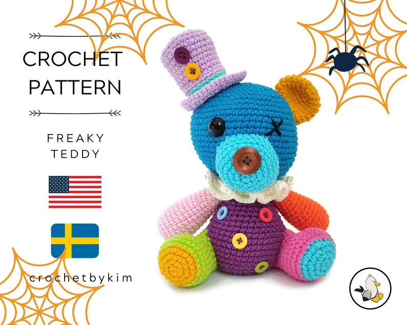AMIGURUMI CROCHET PATTERN Freaky Teddybear Halloween - Etsy Sweden