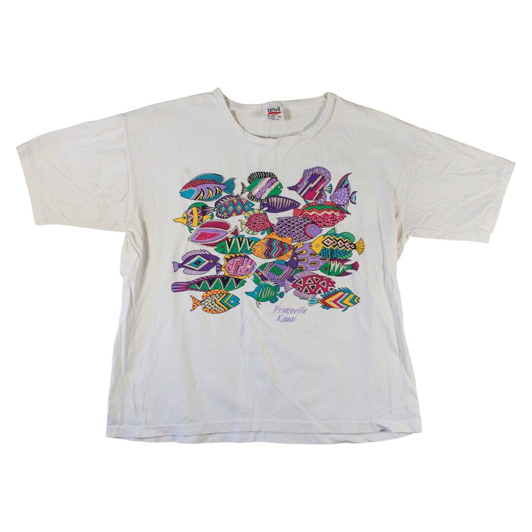 90s Anvil Fish Graphic Single Stitch T-shirt - Etsy