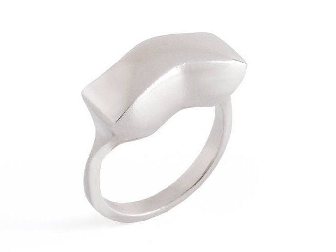 Minimalist Silver Ring, Unique Modern Statement Ring, Geometric Design ...