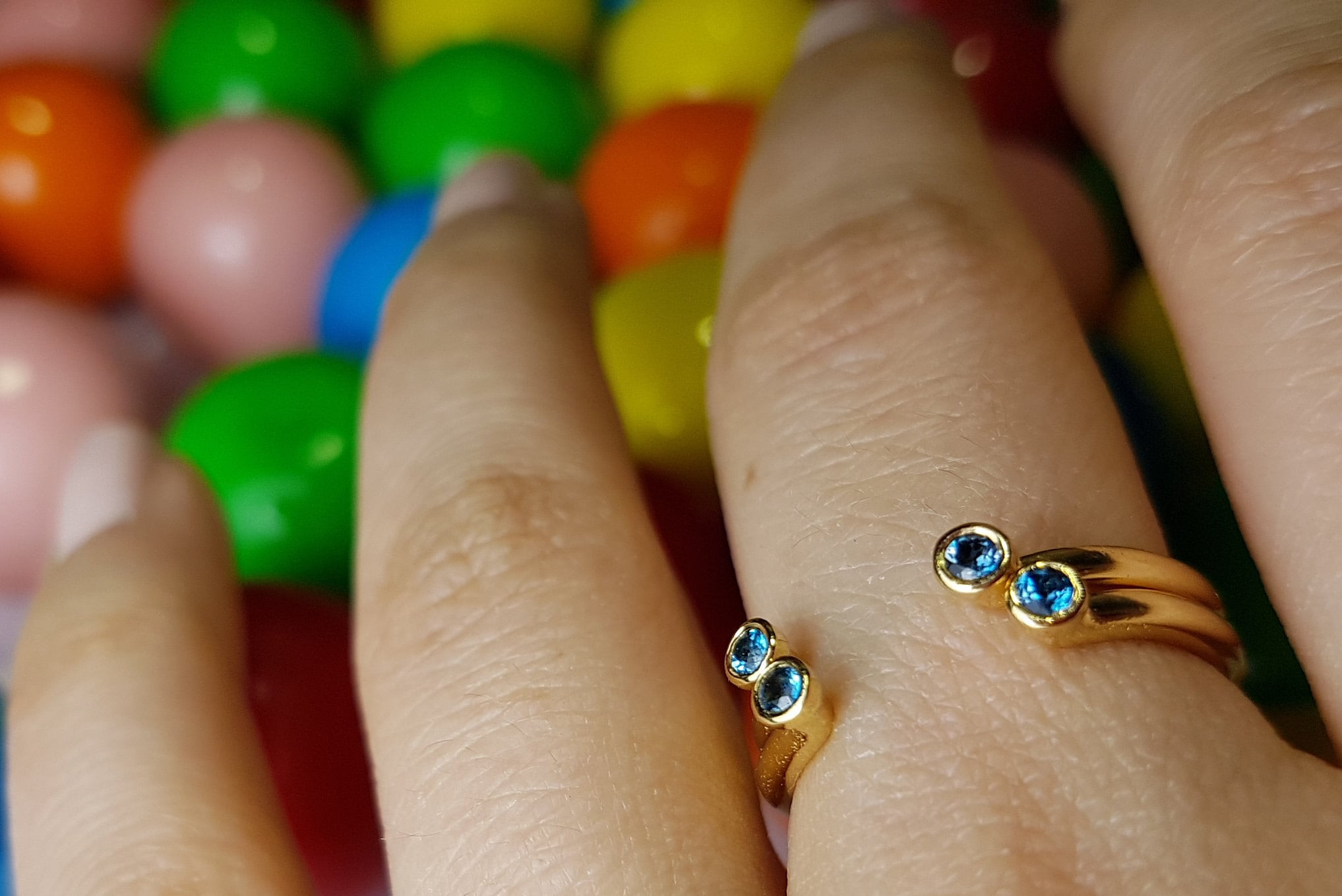 Open Gold Ring, London Blue Topaz Ring, Gold Stackable Ring, Delicate ...