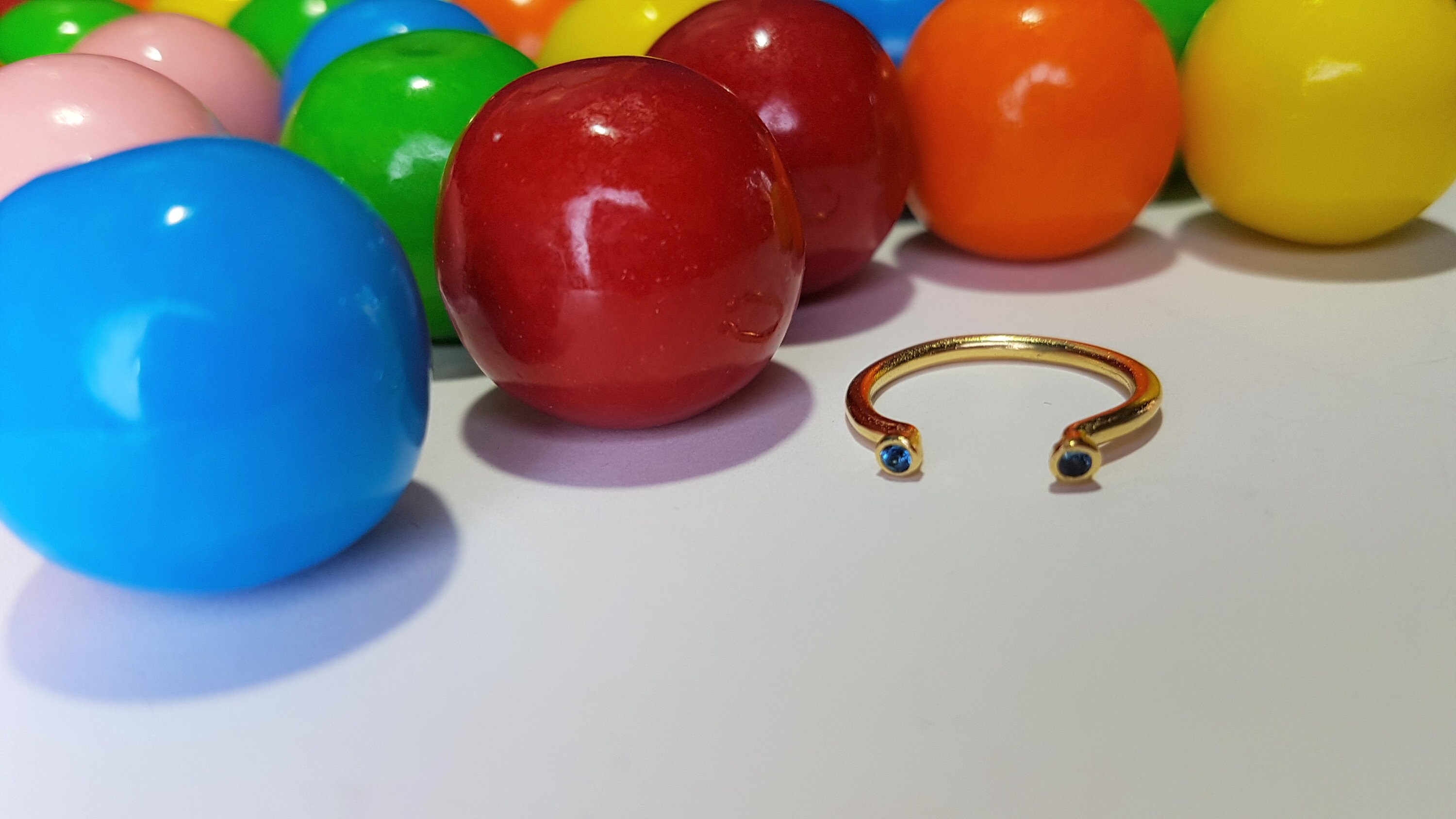 Open Gold Ring, London Blue Topaz Ring, Gold Stackable Ring, Delicate ...