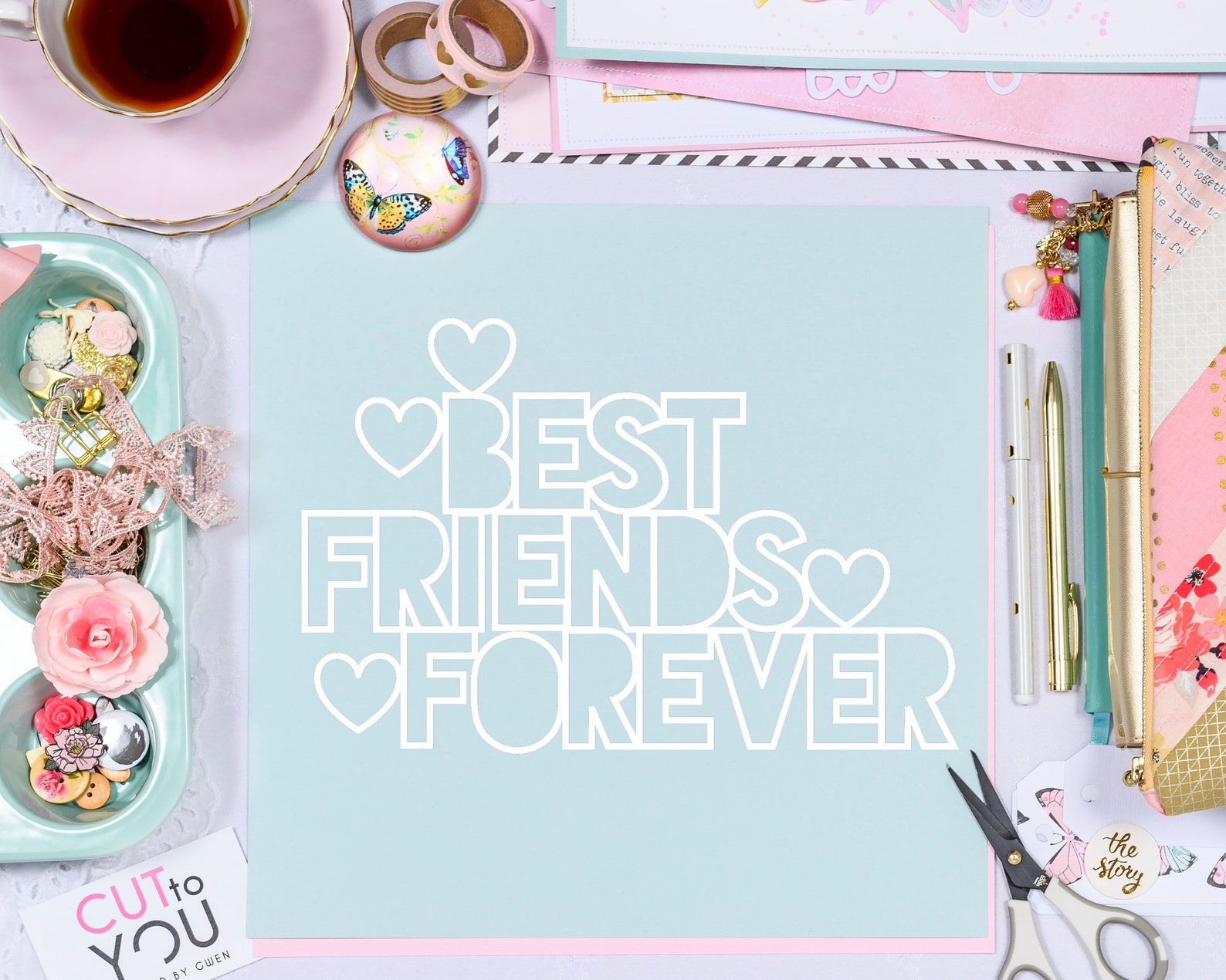 Best Friends BFF Scrapbook Title Digital Cut File Perfect for - Etsy