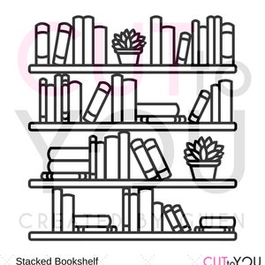 Stacked Book Shelf SVG Digital Cut File Perfect for All Paper Crafting ...