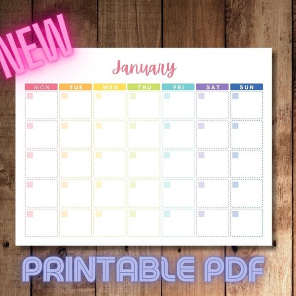 Rainbow Calendar - Etsy