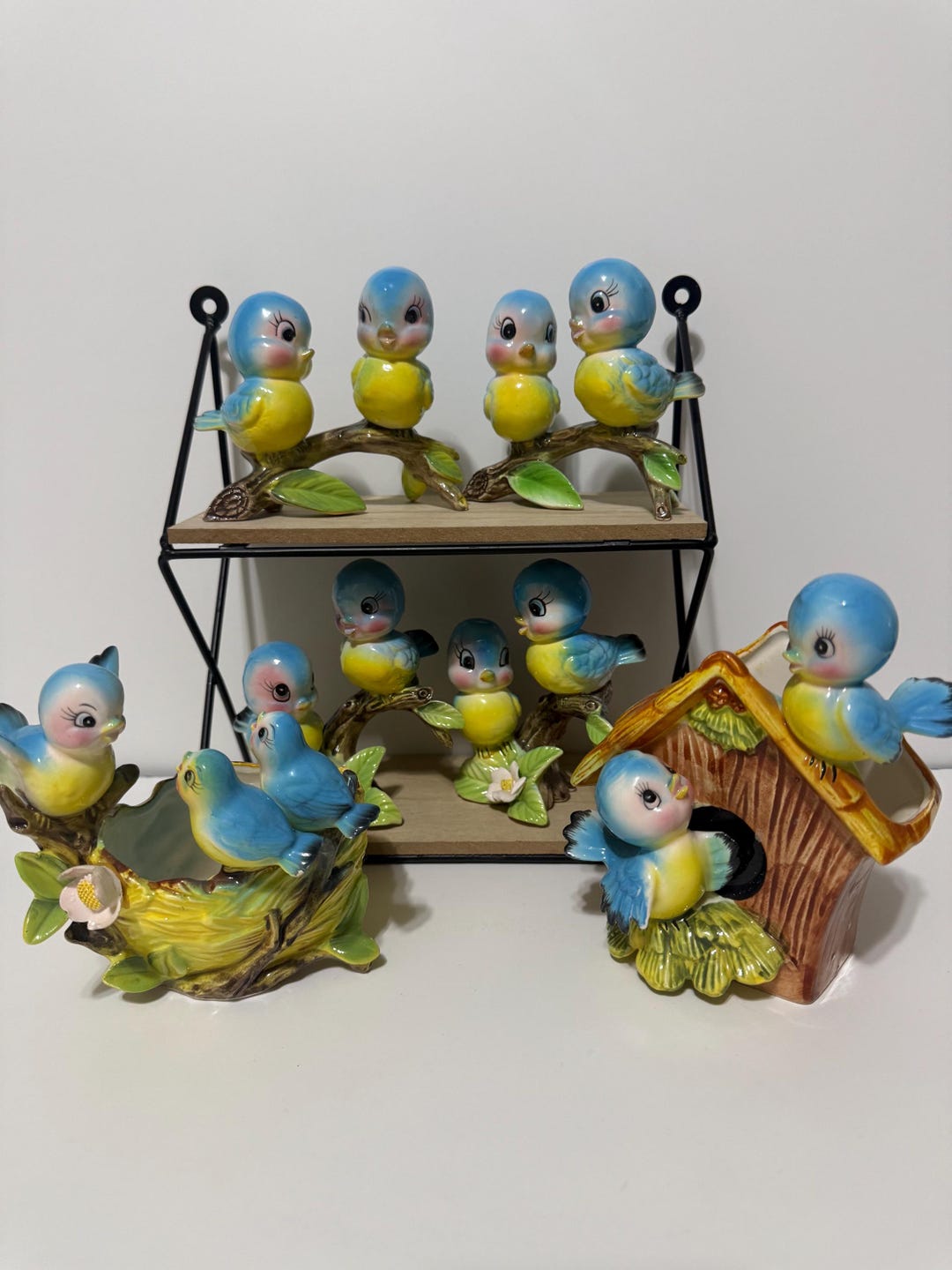 Vintage Norcrest Bluebird Figurines – Set of 5 – Blue Yellow Ceramic ...