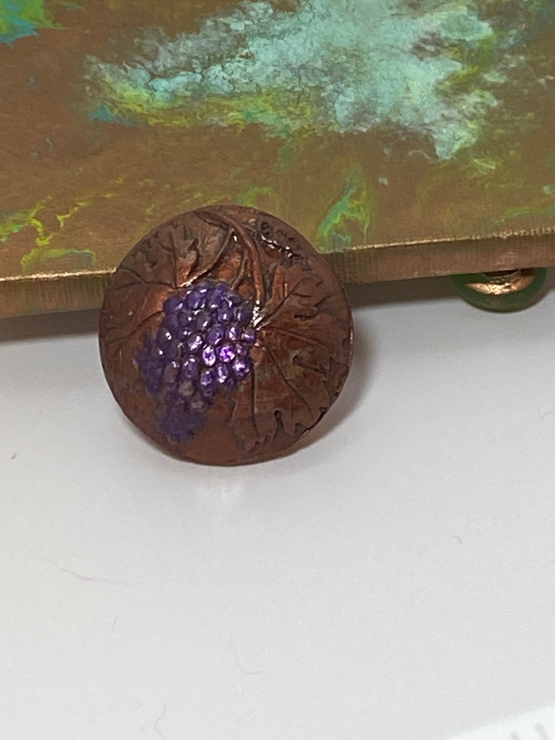 Handcrafted Copper Drawer Knobs With Embossed Grape Clusters & Vines Rustic Copper Resin Knobs ...