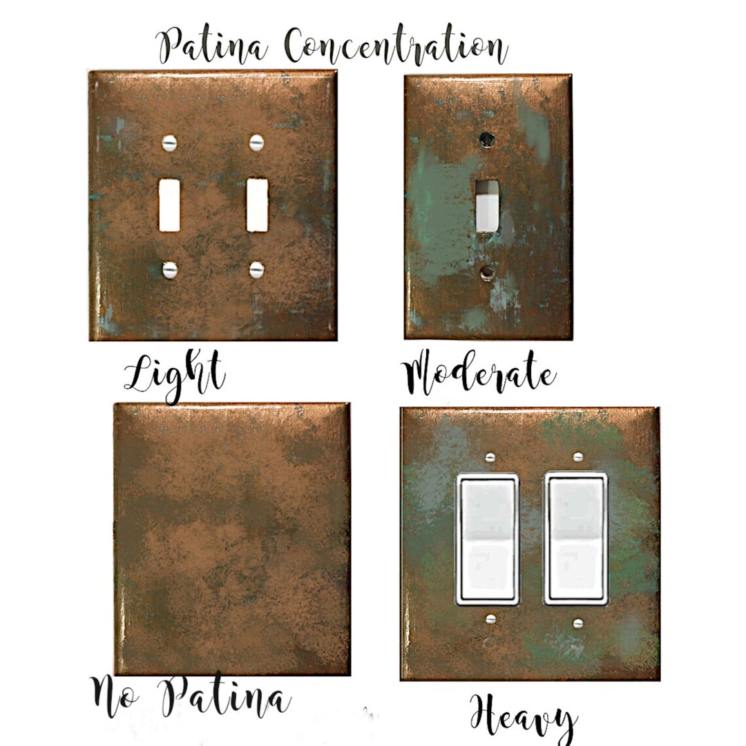 Handcrafted Switch Plate Covers: Aged Copper With Blue-green Verdigris ...