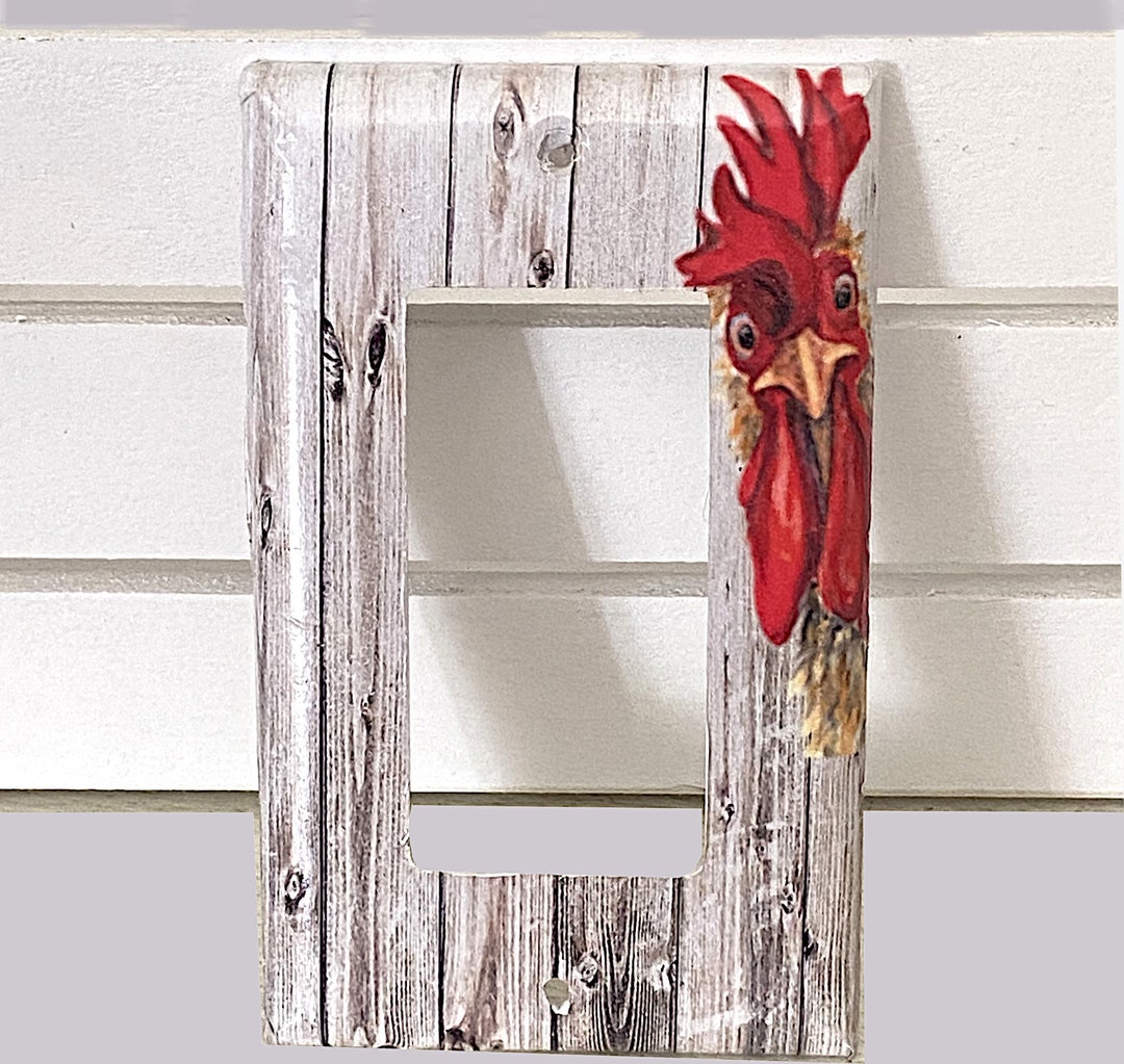 Rooster Switch Plate, Farmhouse Wall Decor, Chicken Decor, Wall Plate ...