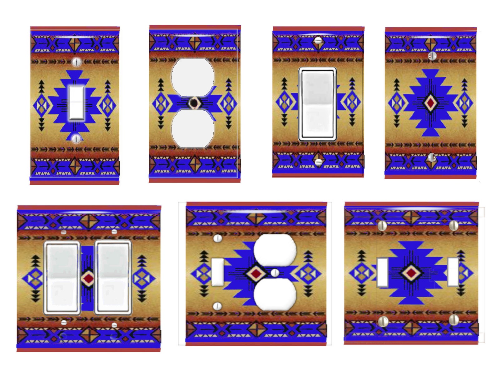 Switchplates Southwestern Decor Cobalt Blue Pattern Southwest - Etsy