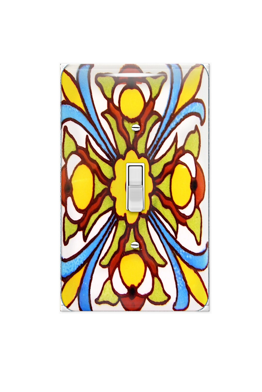 Colorful Talavera Switchplate Art Print, Yellow & Aqua Mexican Tile ...