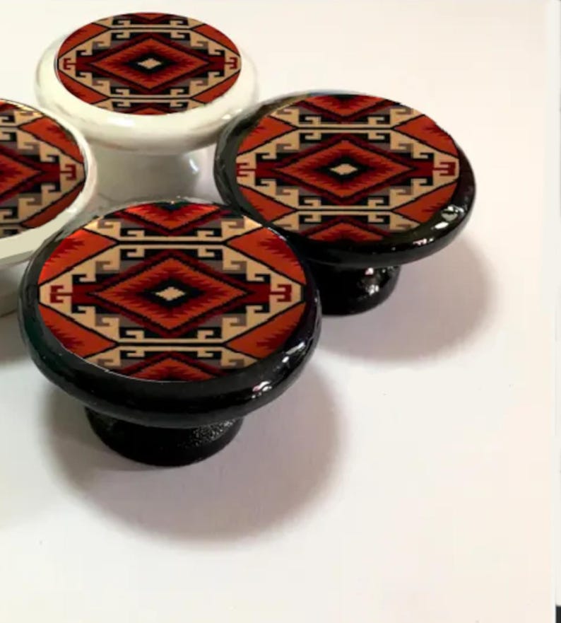 Hand-crafted Southwestern Aztec Cabinet Knobs: Boho Kitchen Decor - Etsy
