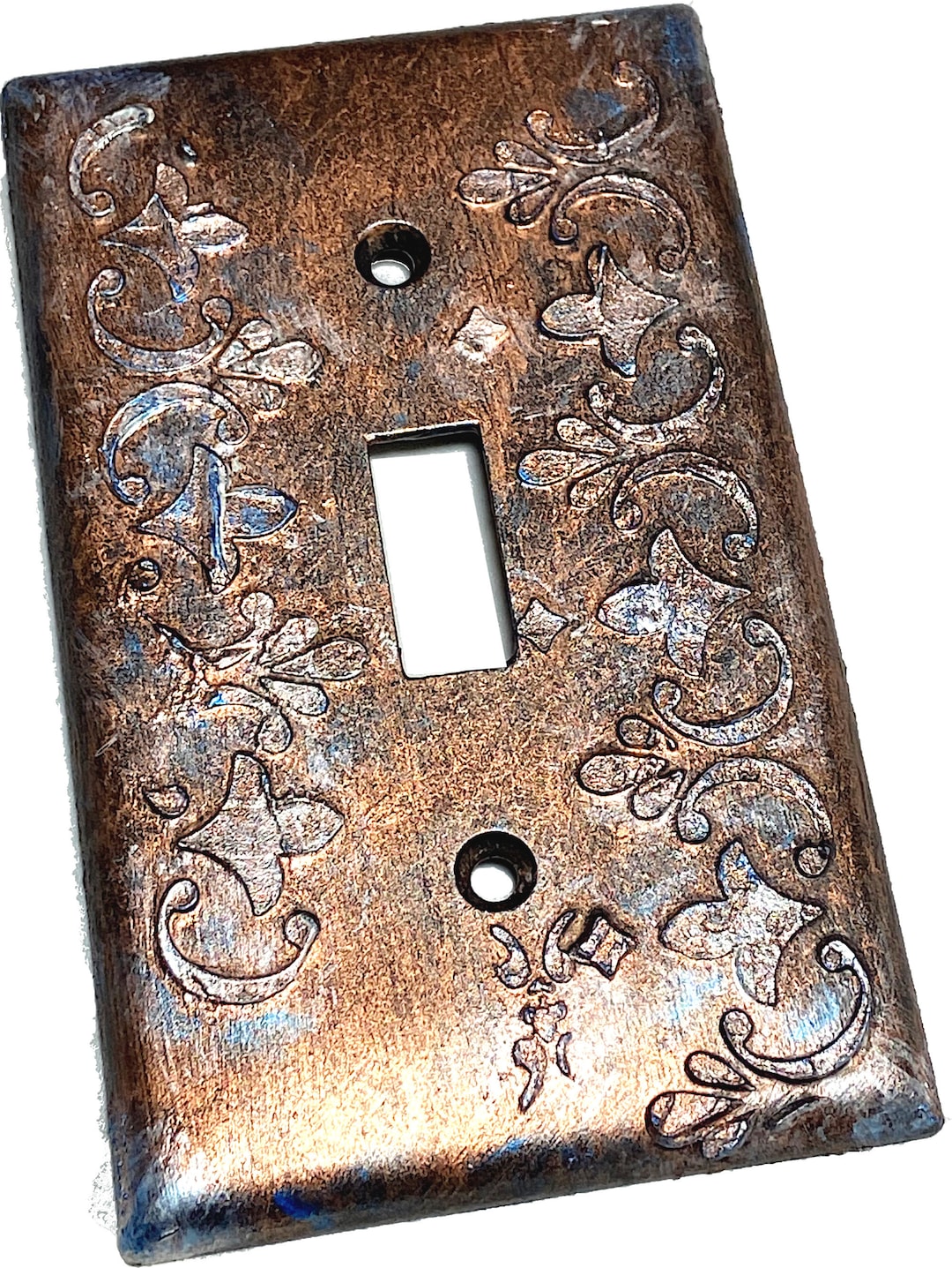 Embossed Copper Light Switch Cover– 3D Handcrafted Patina Wall Plate ...