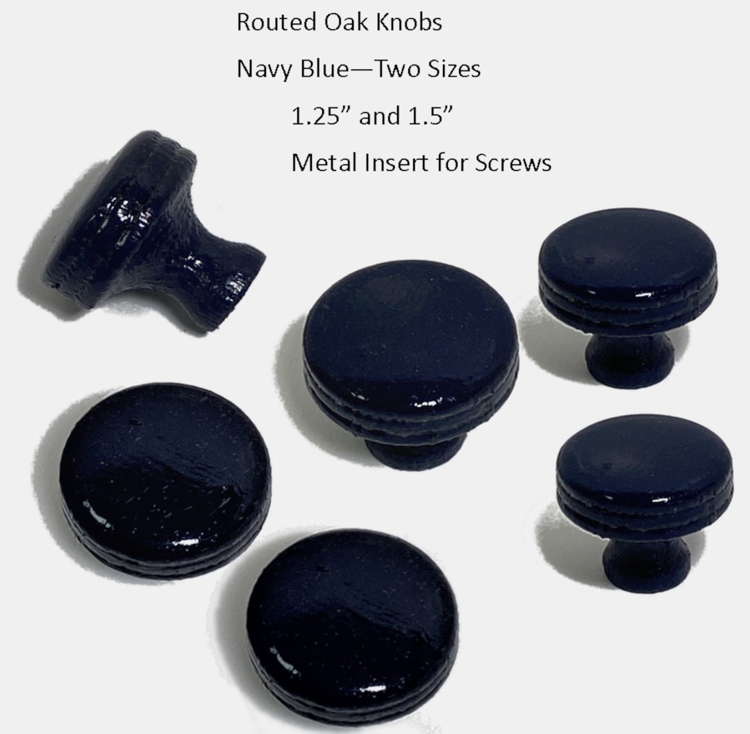 Knobs Routed Oak Navy Blue, Two Sizes Available, Dresser Knobs, Drawer Knobs, Kitchen Cabinet ...