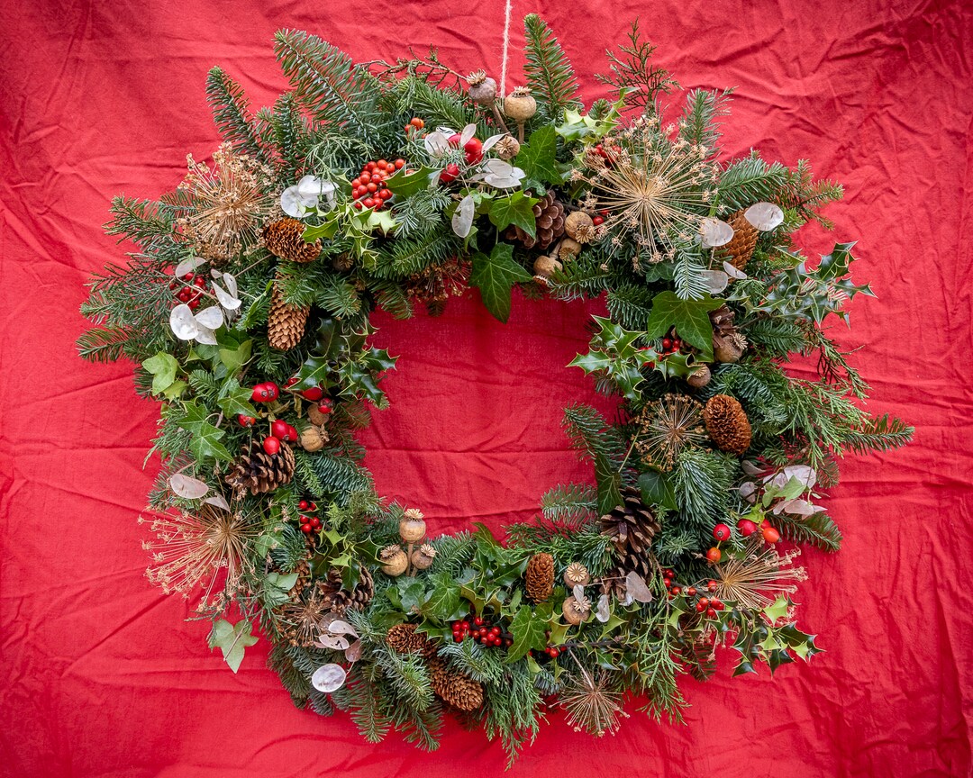Real Christmas Wreath, Huge Christmas Wreath, Christmas Door Decoration ...