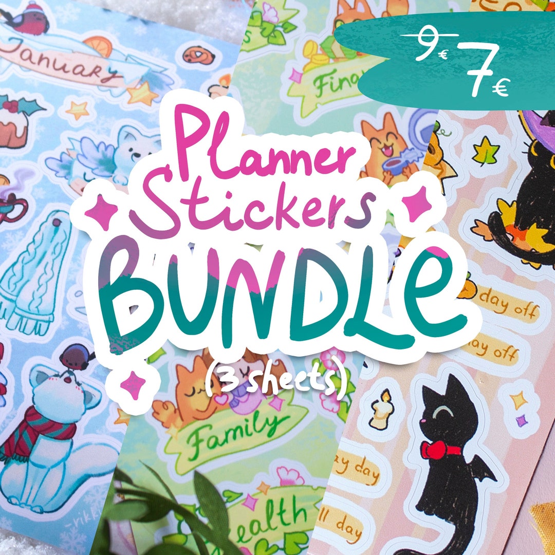 Bundle of 3 Sticker Sheets | New Year Goals | Planner Stickers | Bullet ...
