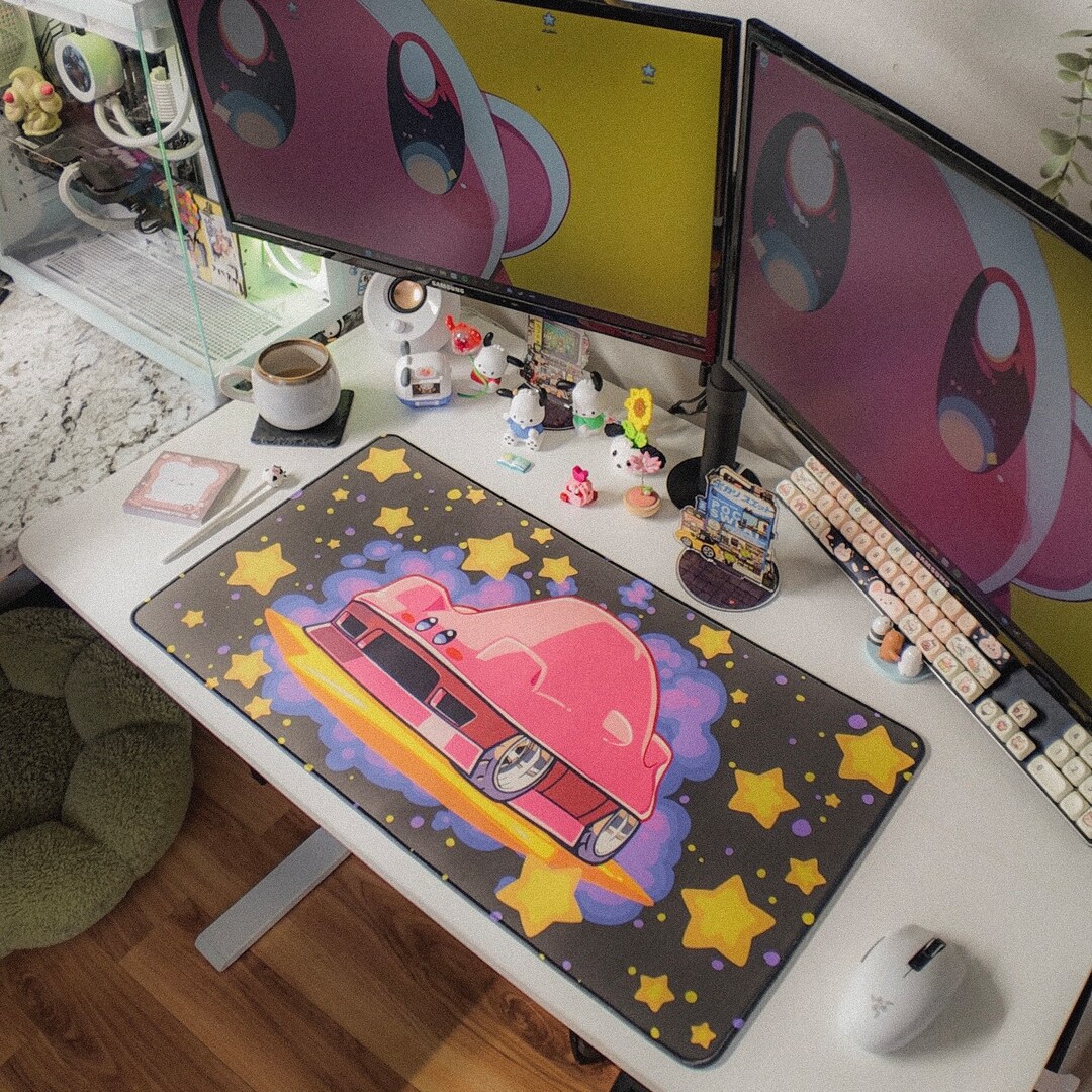 Black Kirby Car Desk Mat / Kirby Office Decor / Kirby Gaming Desk ...