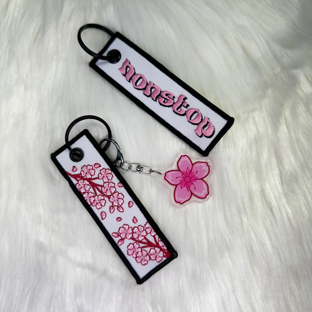 Sakura Keychain: Embroidered Cherry Blossom Car Accessories - Etsy