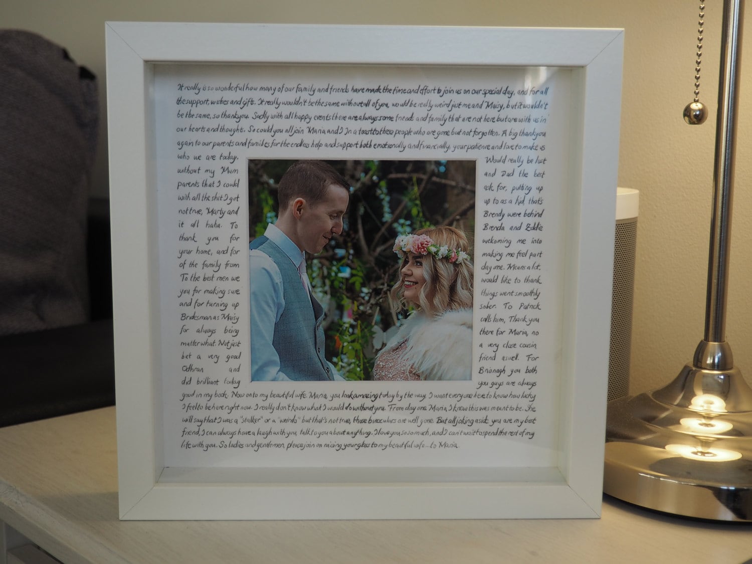 Handwritten Wedding Bride or Groom Speech Box Frame Made to | Etsy