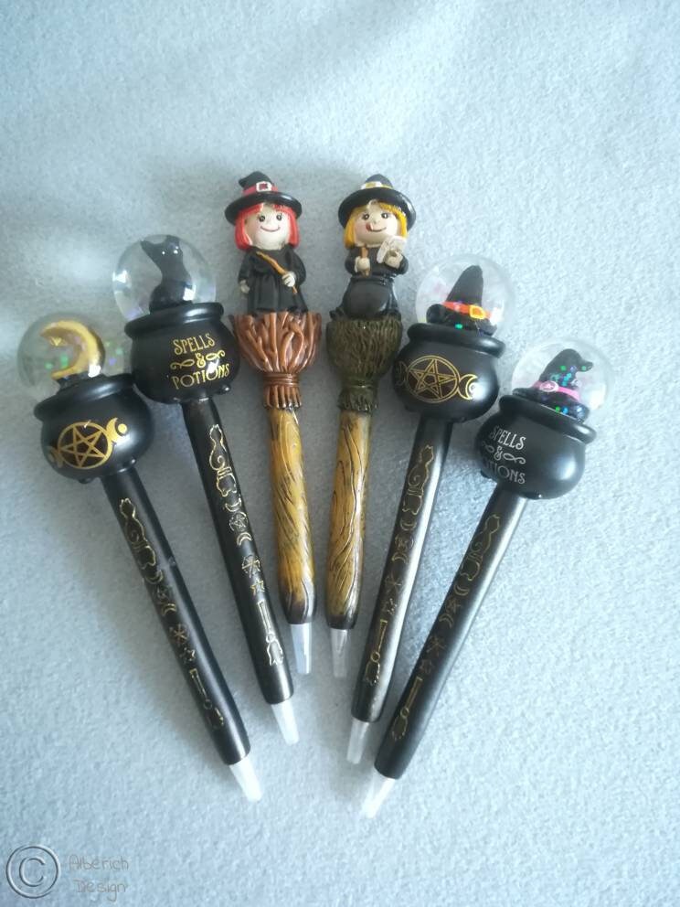 Magical Spell Pens - Spooky Witch Pens - Enchanted Cauldron Pens 16cm ...