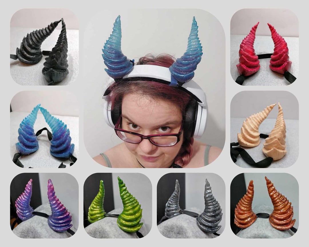 DRAGON HORNS - Headset Decor or Elastic Hair Band - Ready to Go ...