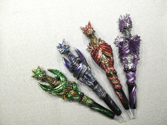 Enchanted Forest Dragon Pen Blue Red Green and Purple 4 | Etsy