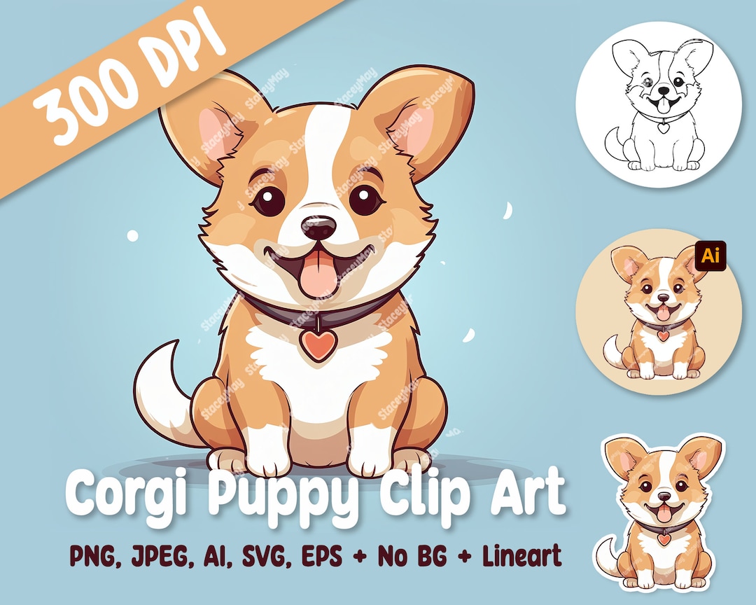 Cute Corgi Puppy Dog Clip Art - High Resolution Digital Files - Etsy