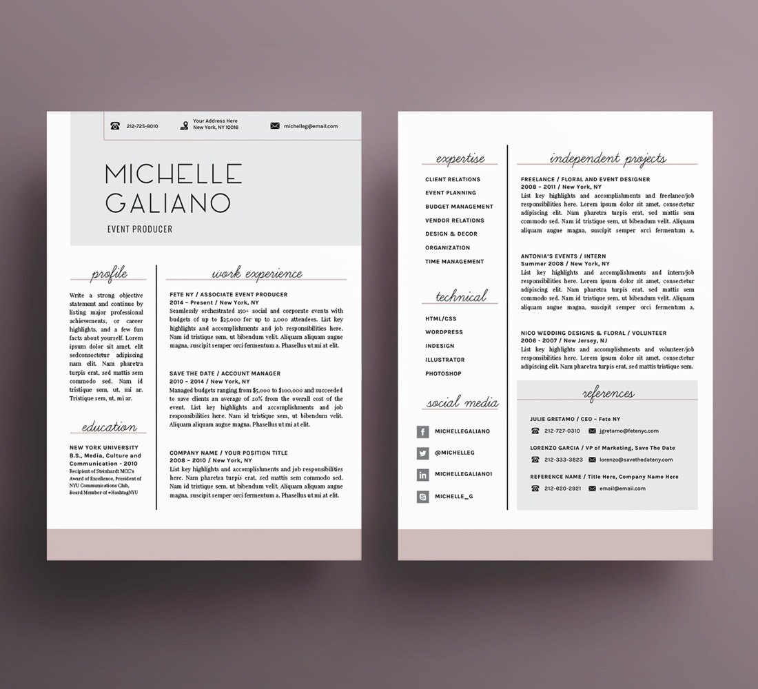 Elegant Modern Cv/resume Template for Word | Fully Customizable Fancy ...