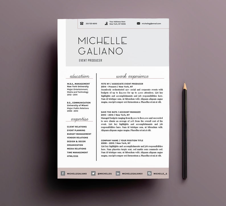 Elegant Modern Cv/resume Template for Word Fully Customizable Fancy ...