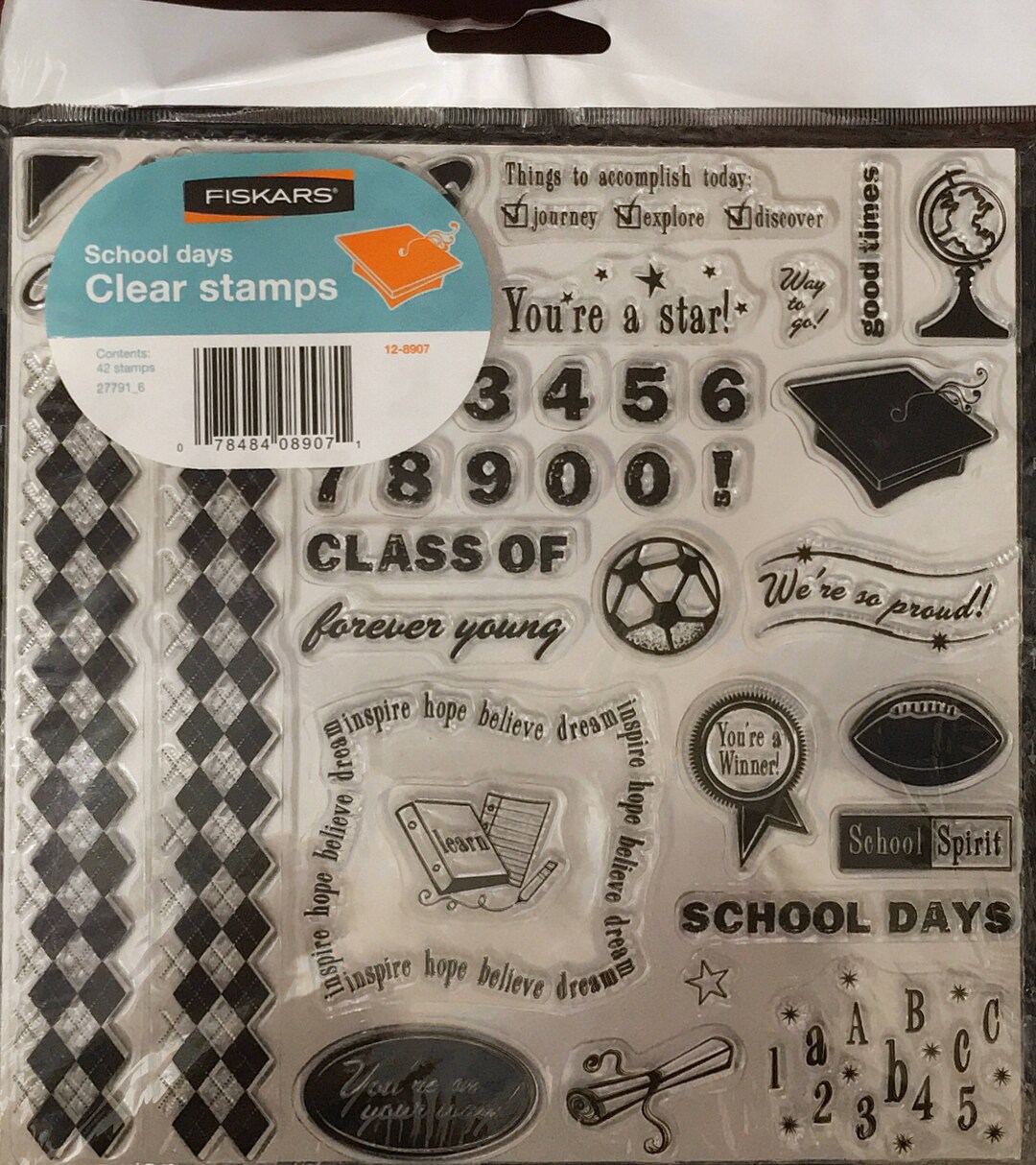 Fiskars 8x8 SCHOOL DAYS Acrylic Stamp - Etsy