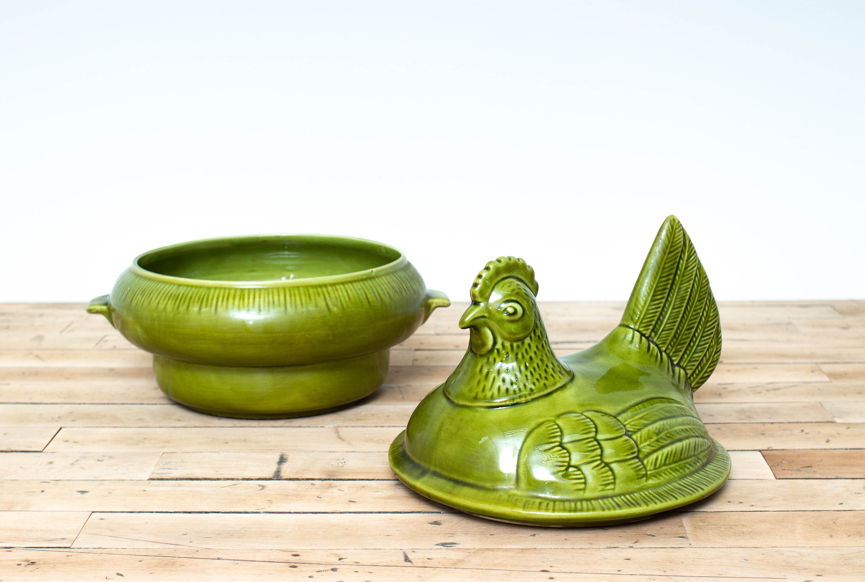 Vintage Nesting Hen Covered Dish, Mid-century Modern Chicken or Rooster ...