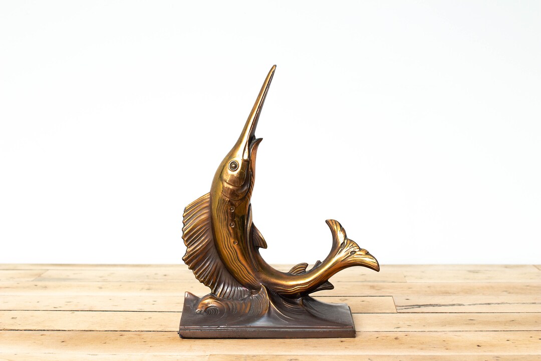 Mid-century Modern Brass Marlin Sculpture, Vintage Figurine - Etsy