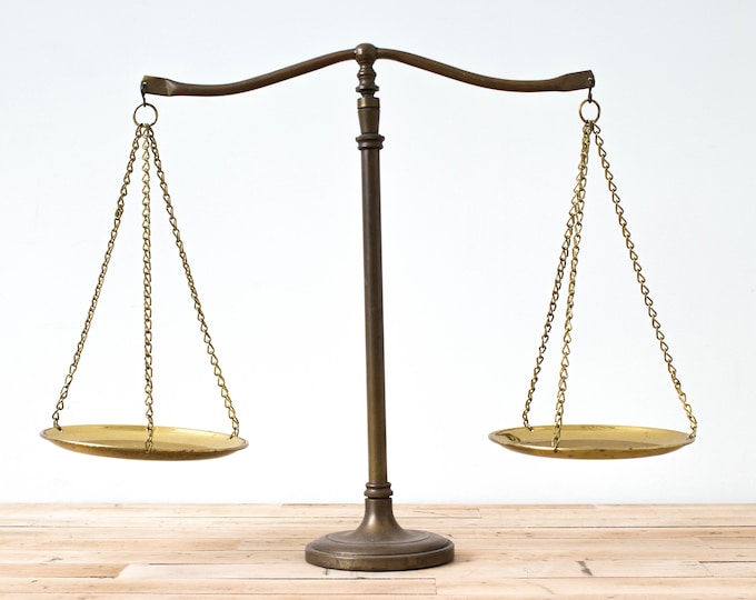 Solid Brass Balance Scale, Vintage Scales of Justice - Etsy