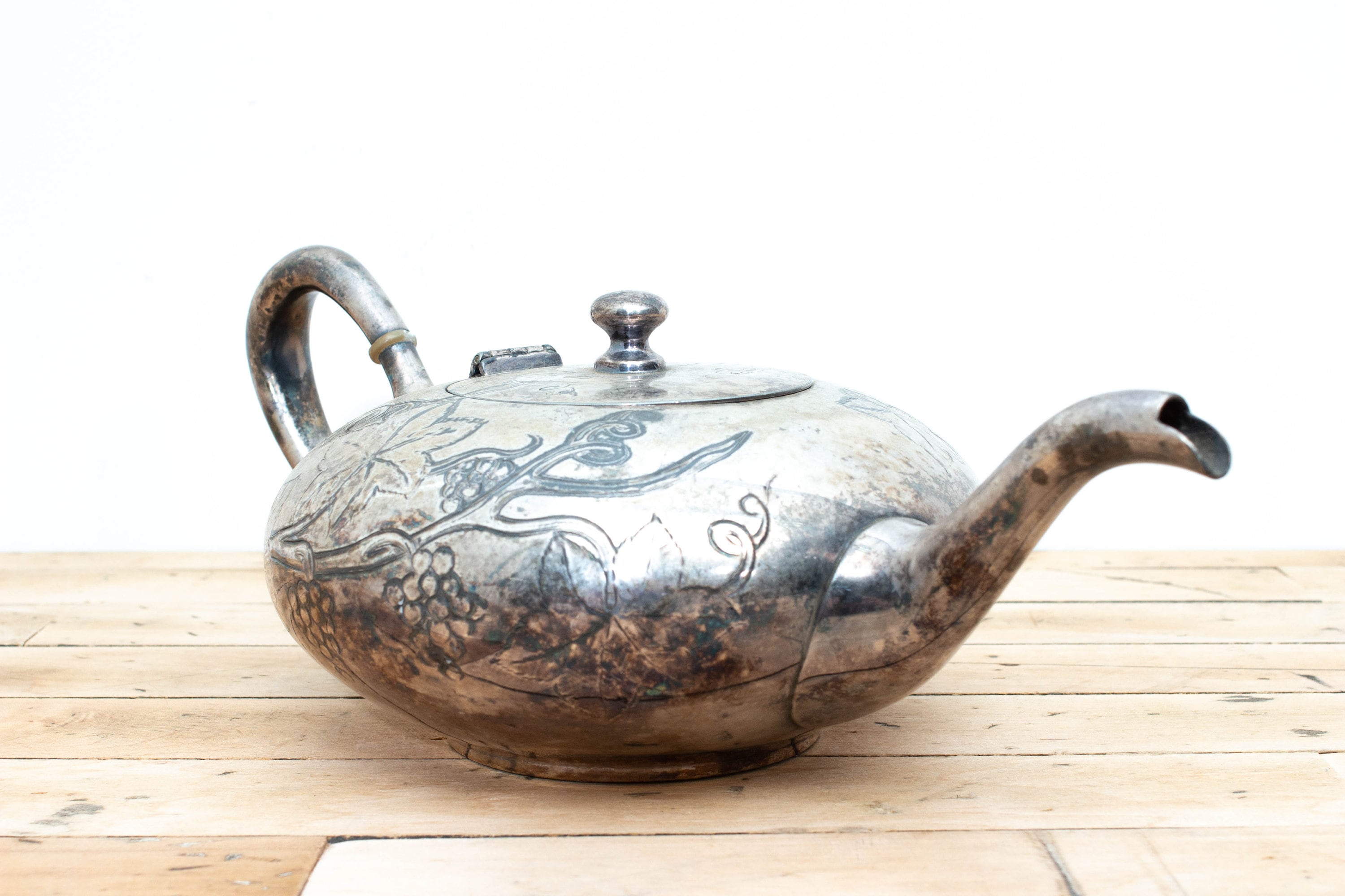 Rare Antique Adelphi Silverplate Teapot With Grape Leaves Design ...