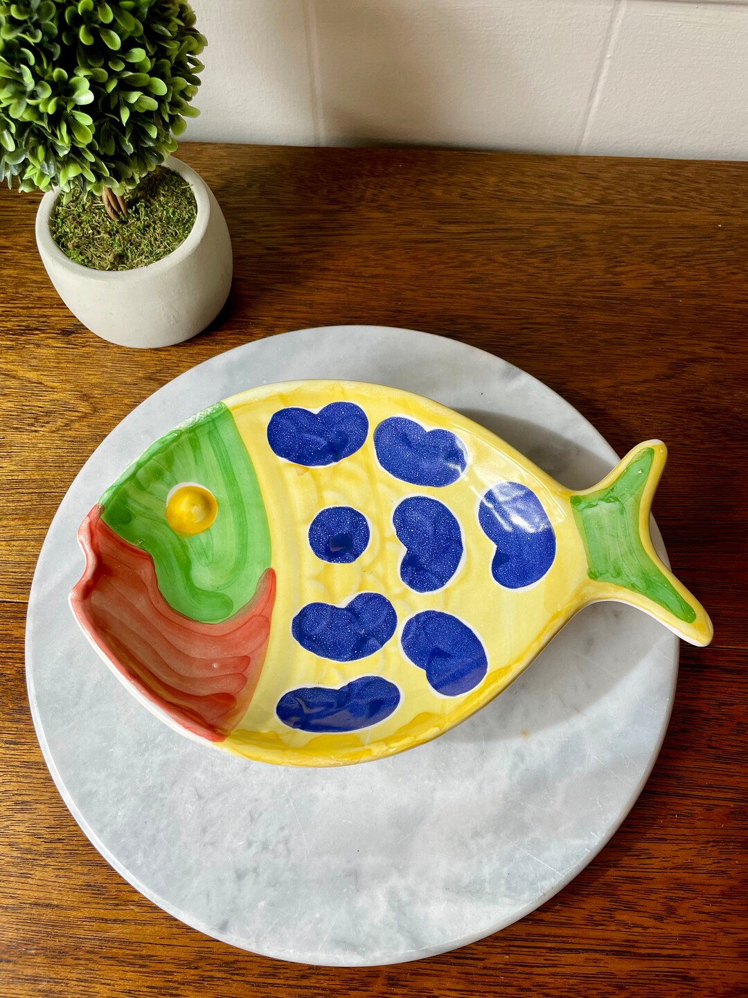 Vintage Ceramica Arte Bello Pottery Fish Shaped Serving Dish; Mexican ...