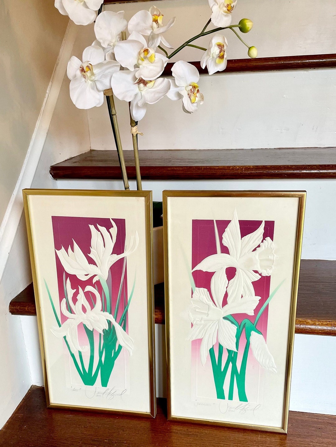 Vintage DAVID ALLGOOD Embossed Signed Serigraph Iris and - Etsy